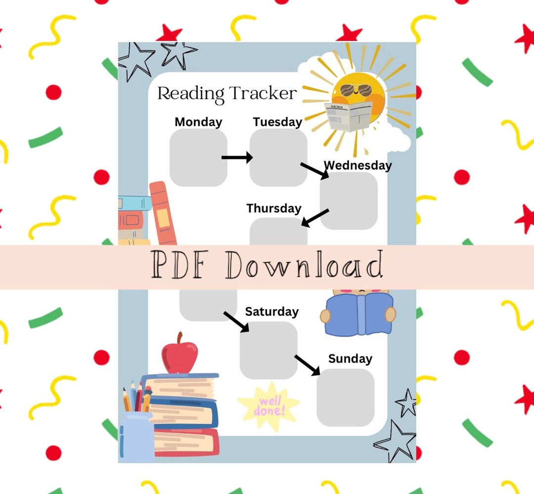 Weekly Reading Chart / Tracker - Etsy