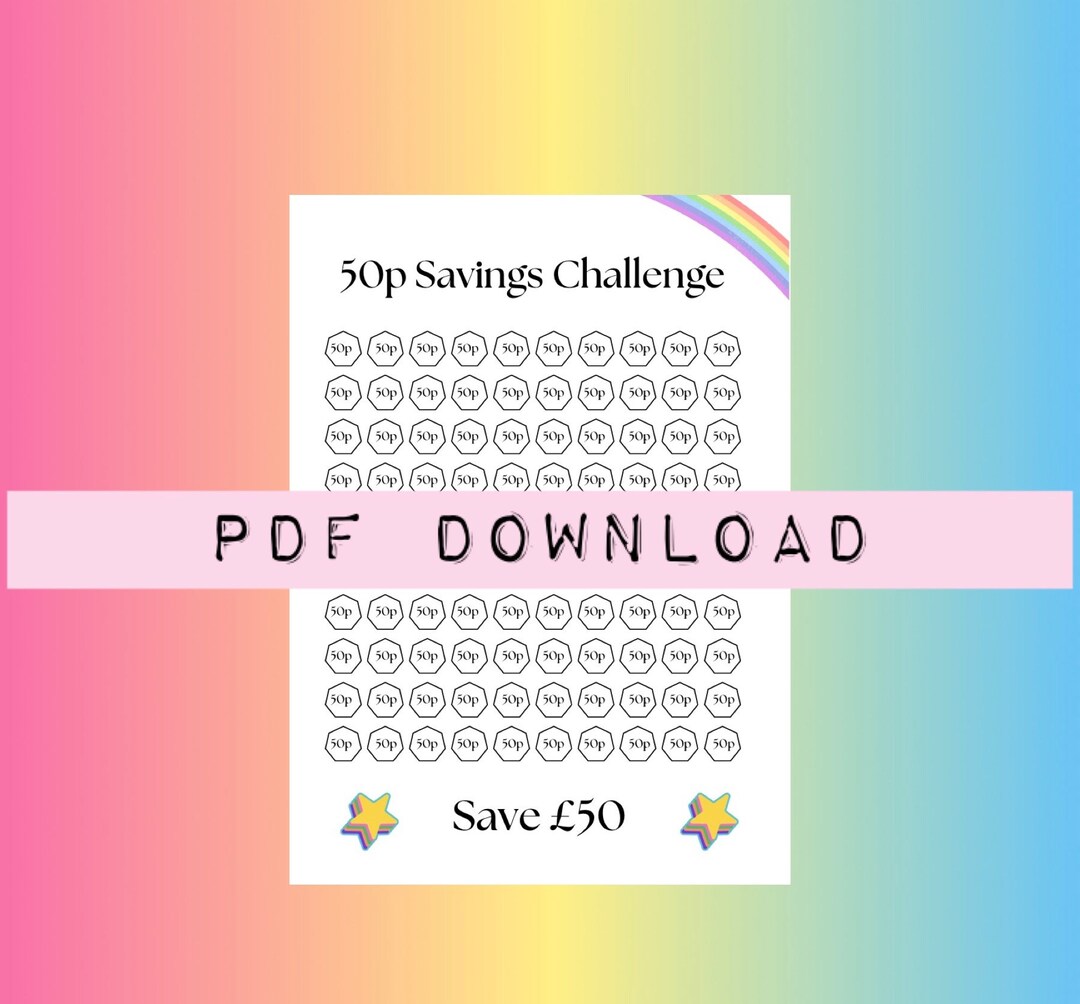 50p Saving Tracker Printable - Etsy