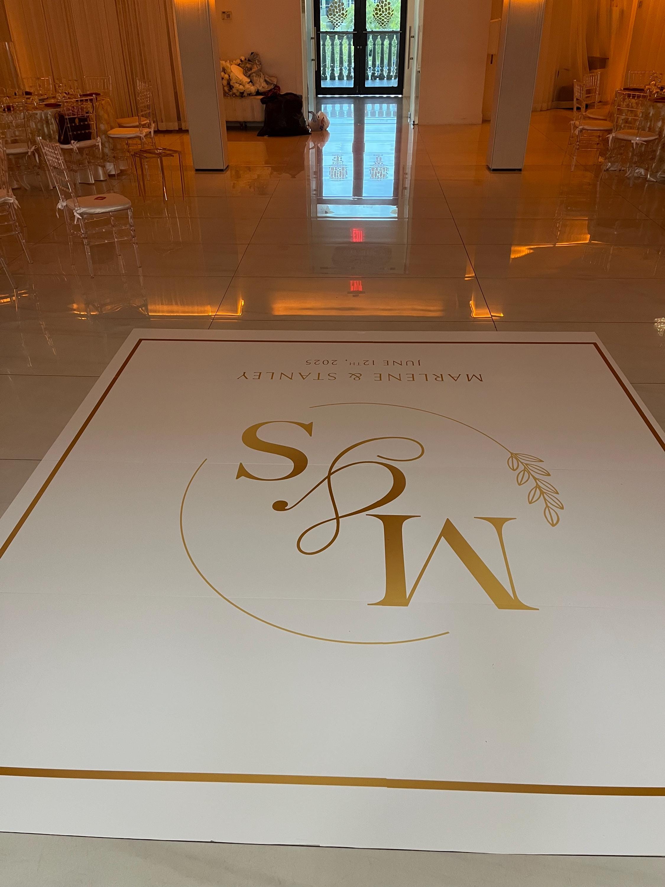 Gold Letters , Border, Monogram, Floor Wrap Full Print Custom Wrap ...