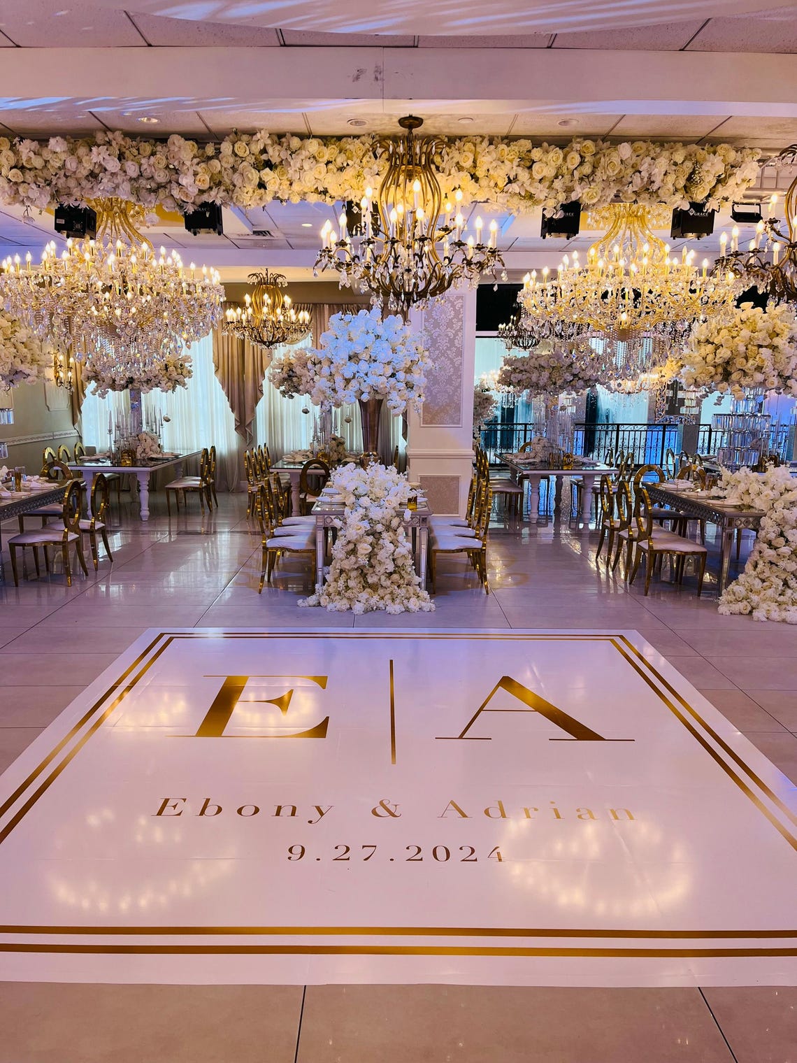 Gold Initial , Monogram, Wedding, Floor Wrap Full Print Custom Wrap ...