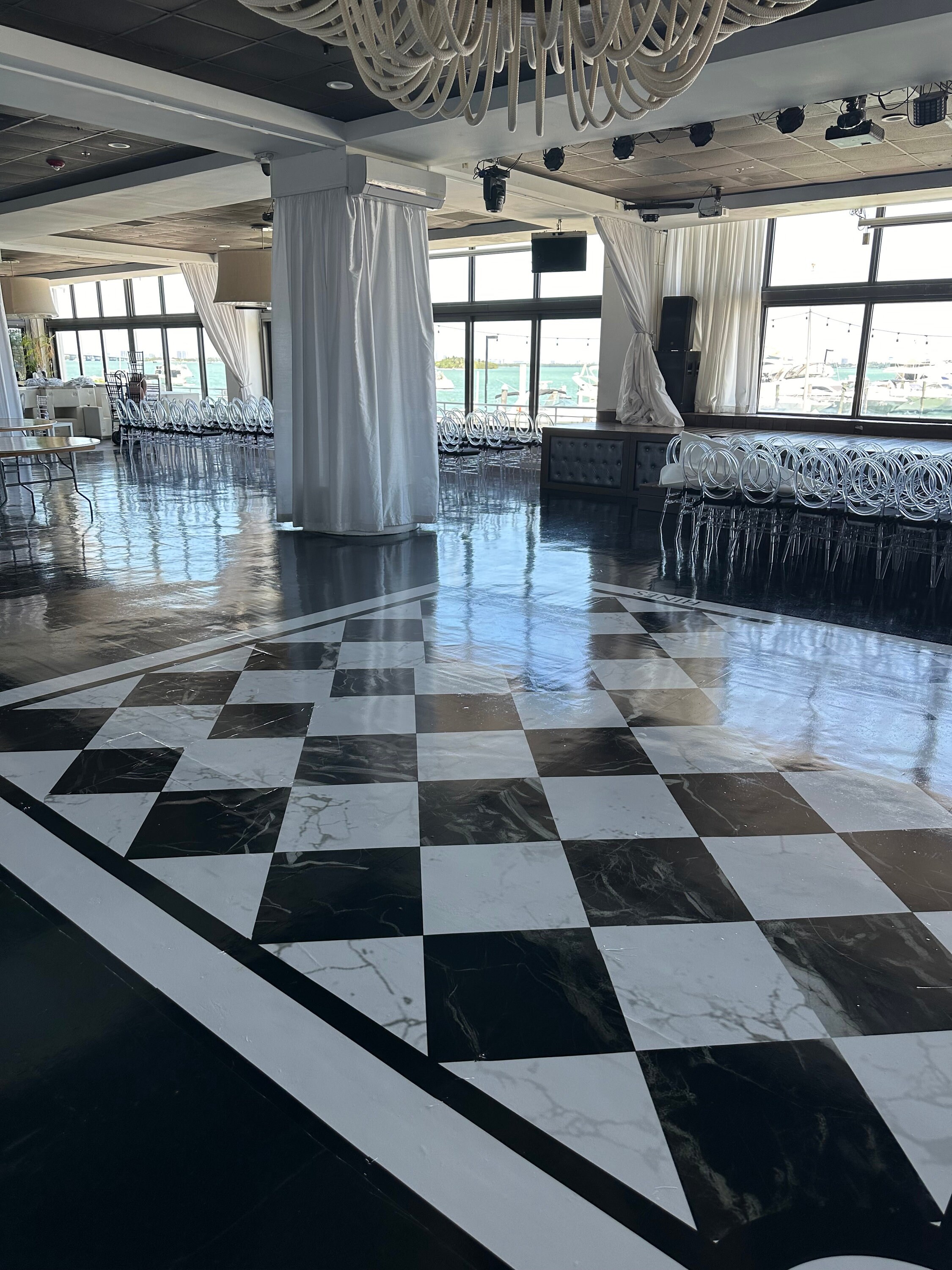 Black and White Marble Diamond Checkers Floor Wrap Full Print Custom ...