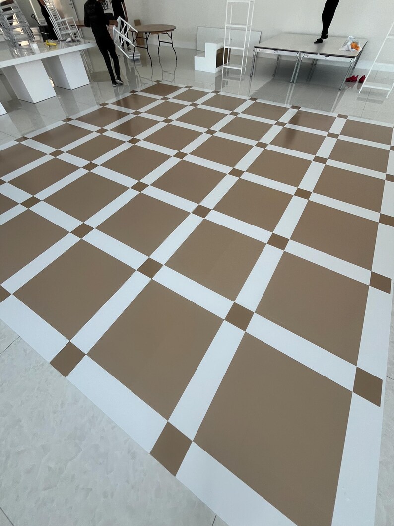 Light Blue, Brown and White Checkers Floor Wrap Full Print Custom Wrap ...