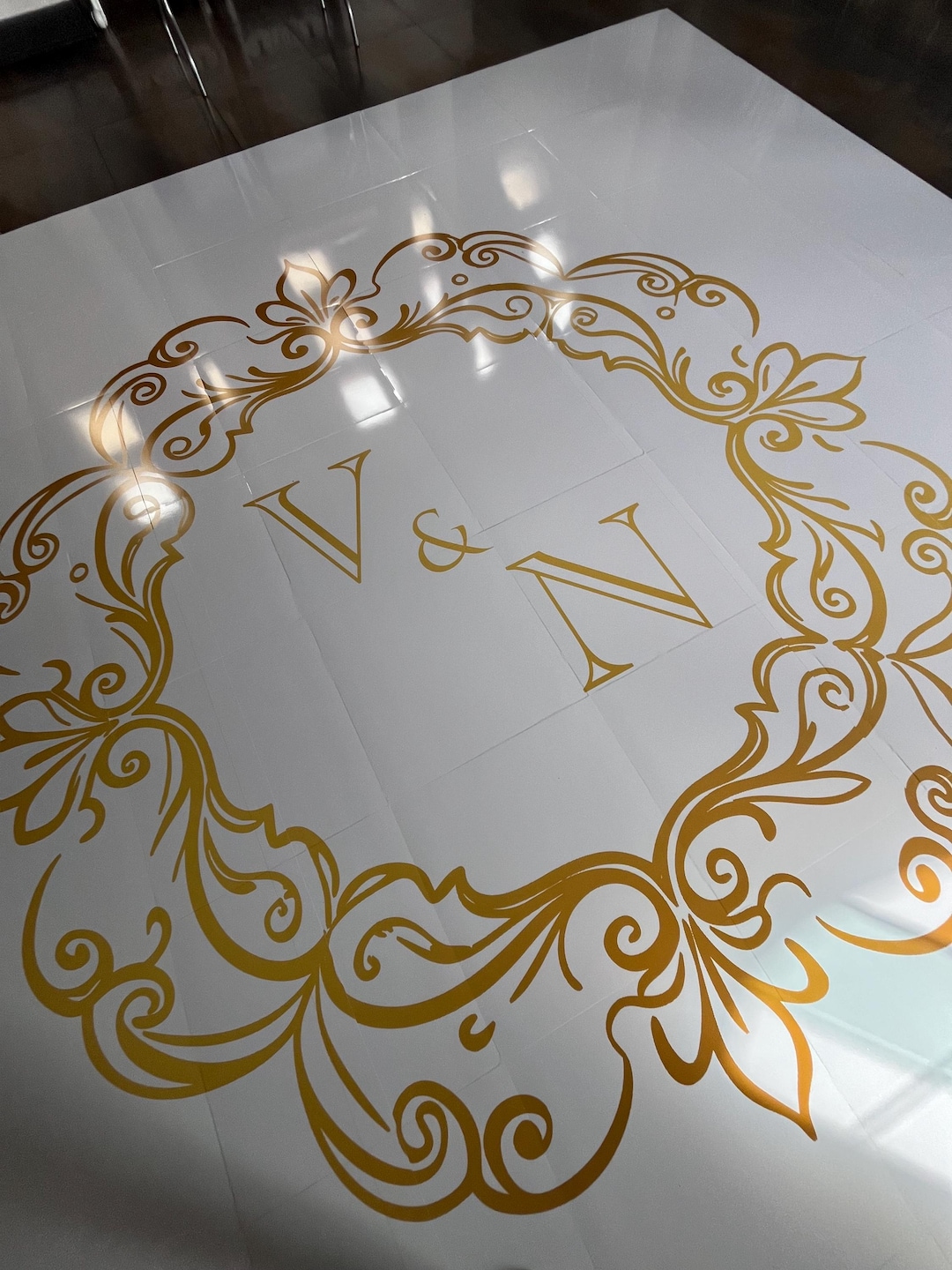Gold Initials , Gold, Monogram, Wedding, Floor Wrap Full Print Custom ...