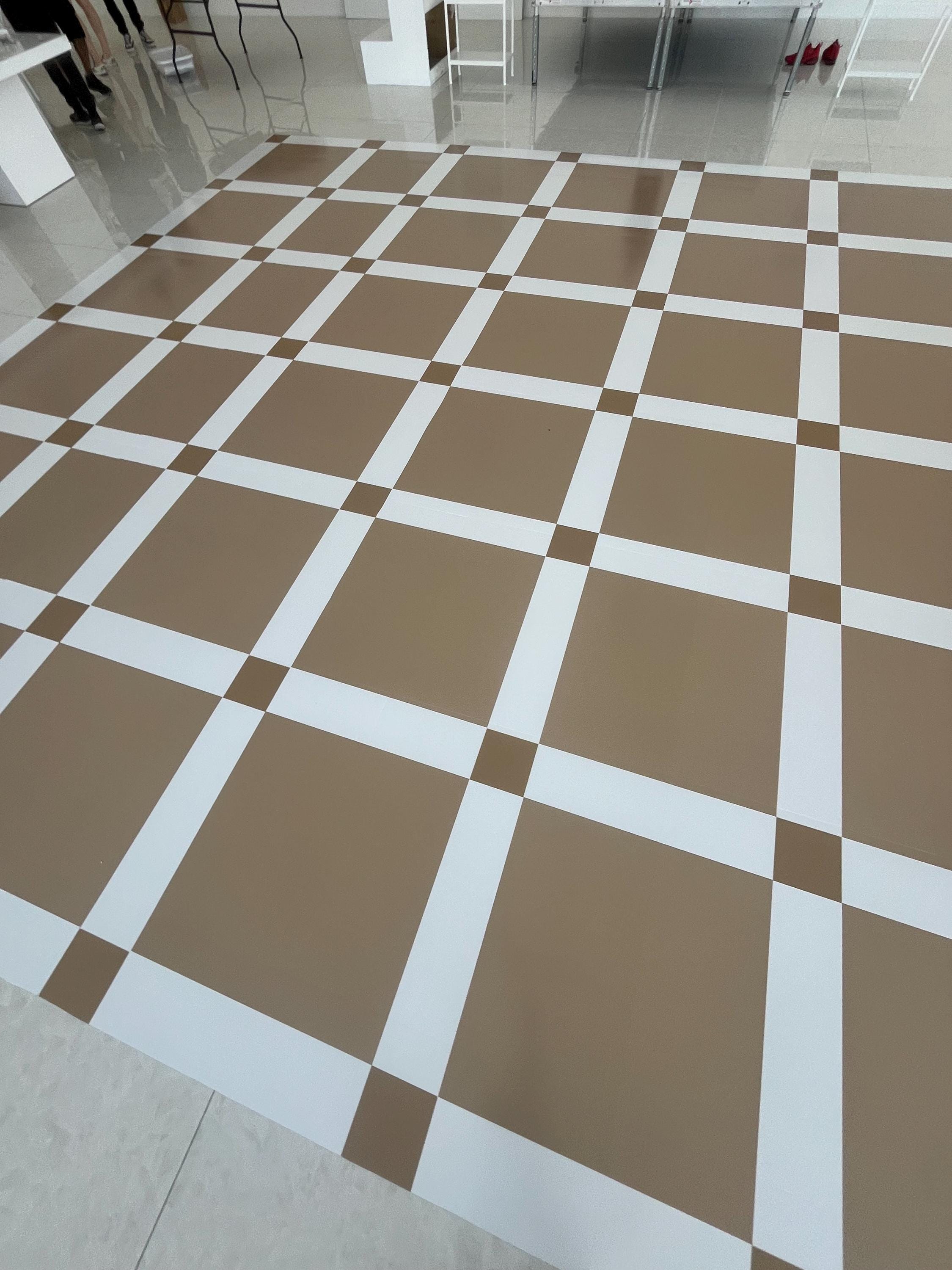 Light Blue, Brown and White Checkers Floor Wrap Full Print Custom Wrap ...