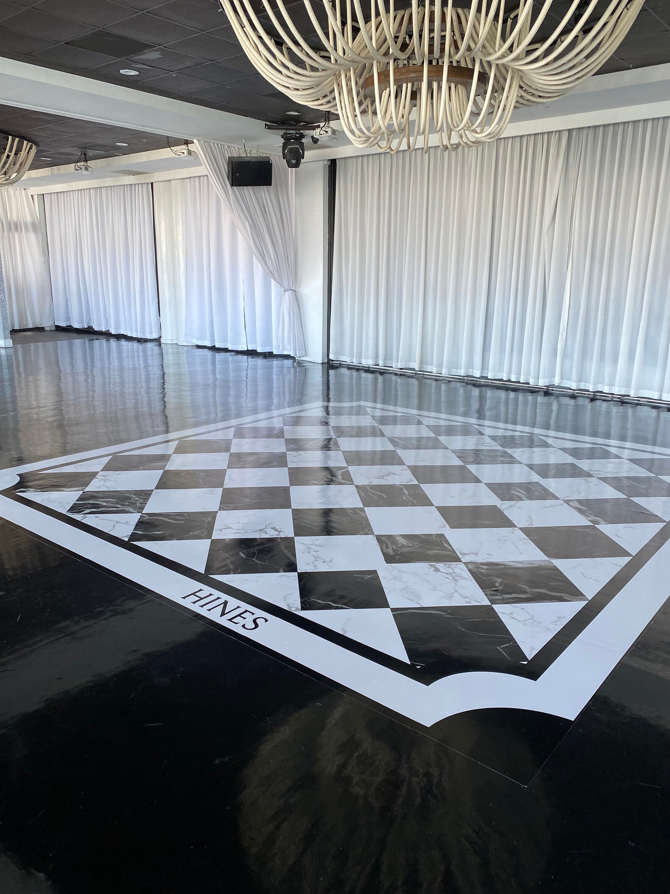 Black and White Marble Diamond Checkers Floor Wrap Full Print Custom ...