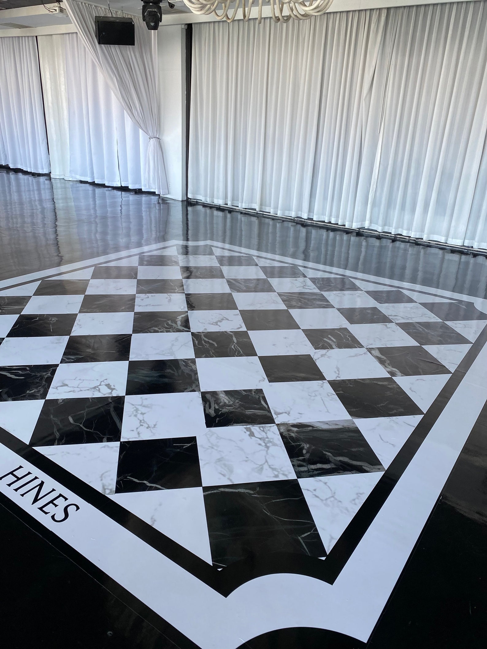 Black and White Marble Diamond Checkers Floor Wrap Full Print Custom ...