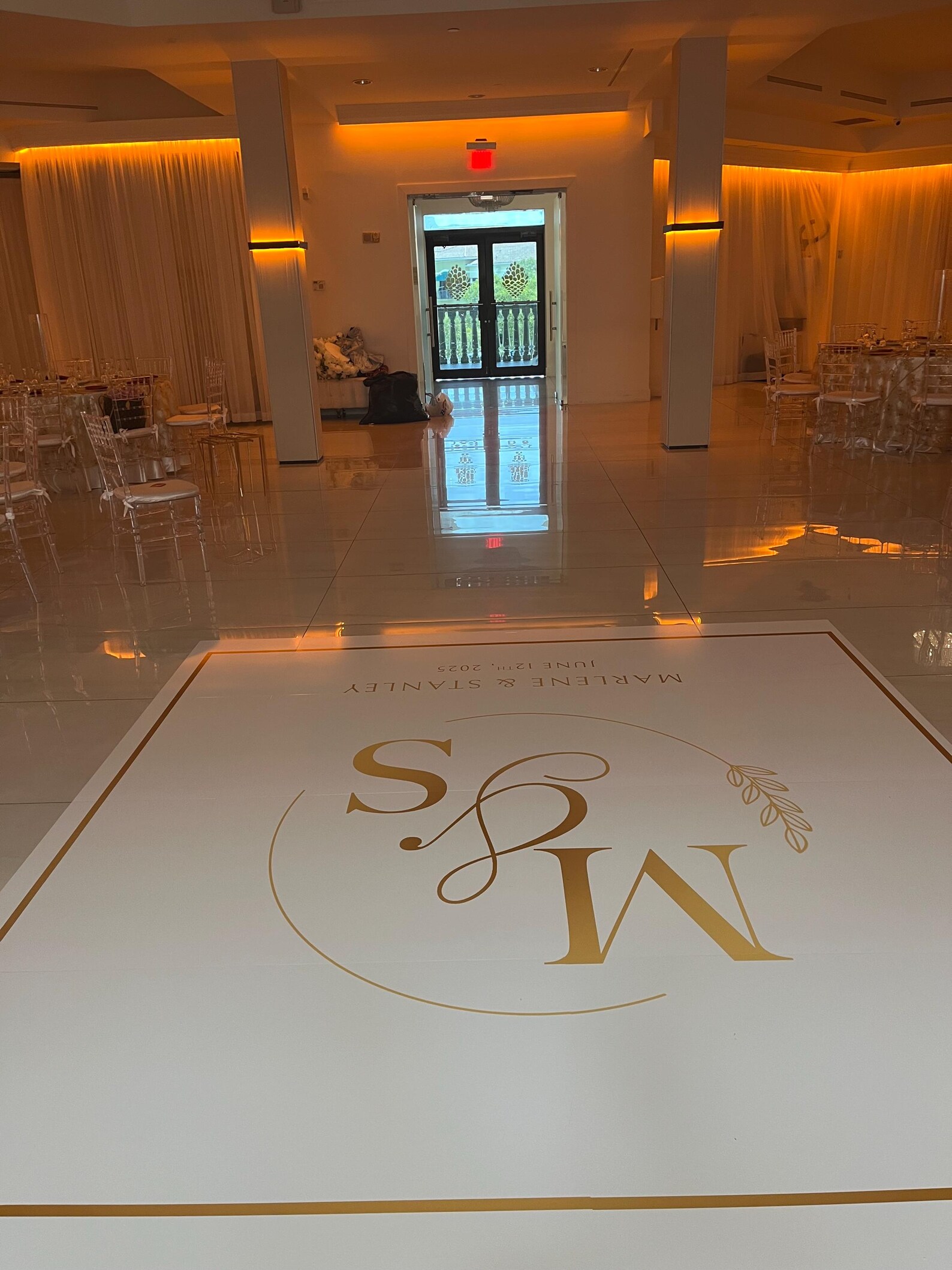 Gold Letters , Border, Monogram, Floor Wrap Full Print Custom Wrap ...