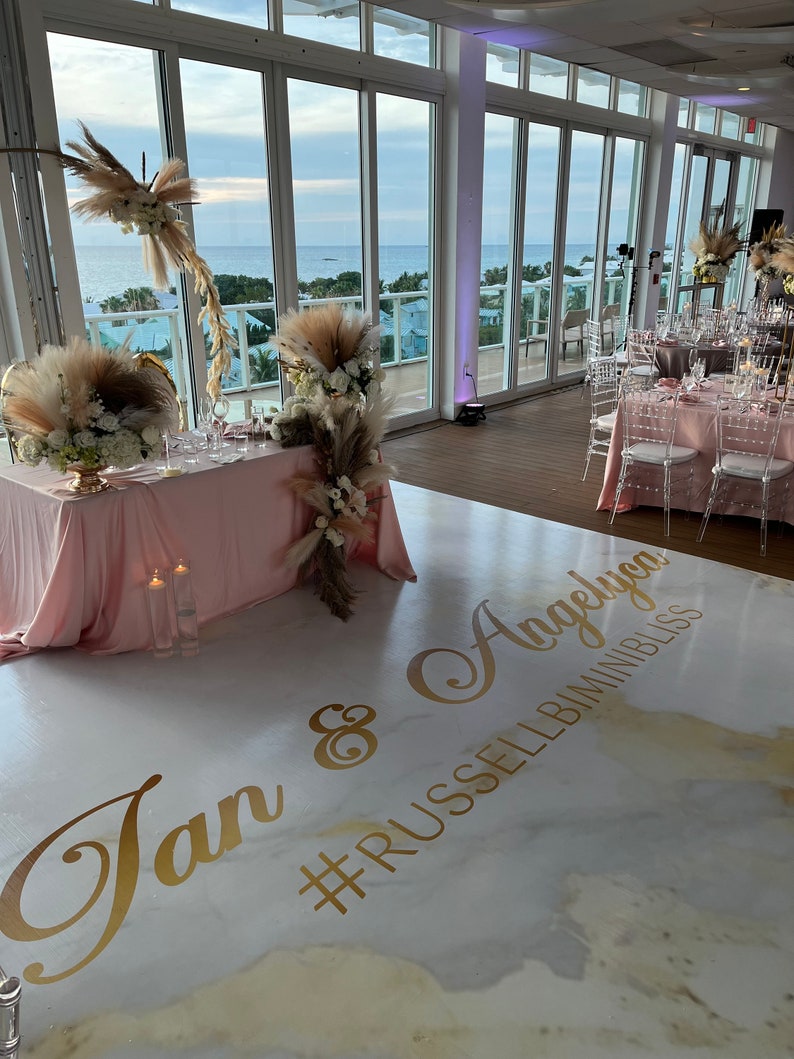 Marble White & Gold ,monogram, Wedding, Floor Wrap Full Print Custom ...