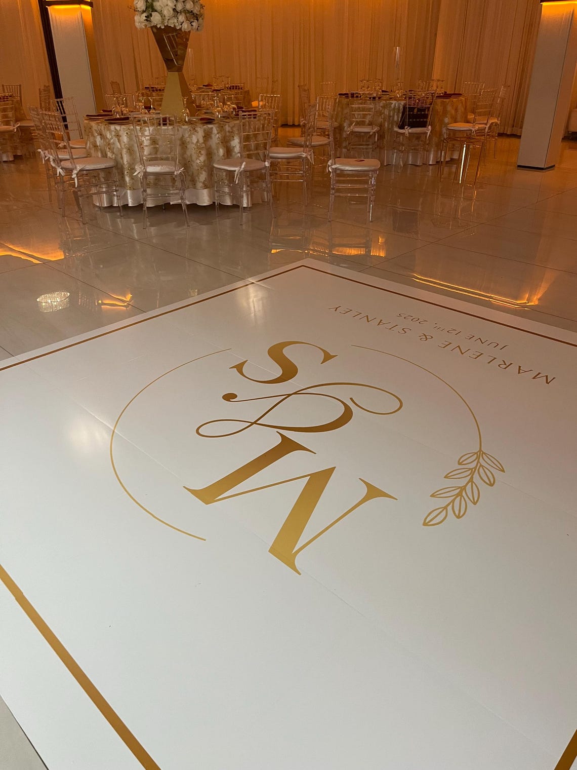 Gold Letters , Border, Monogram, Floor Wrap Full Print Custom Wrap ...