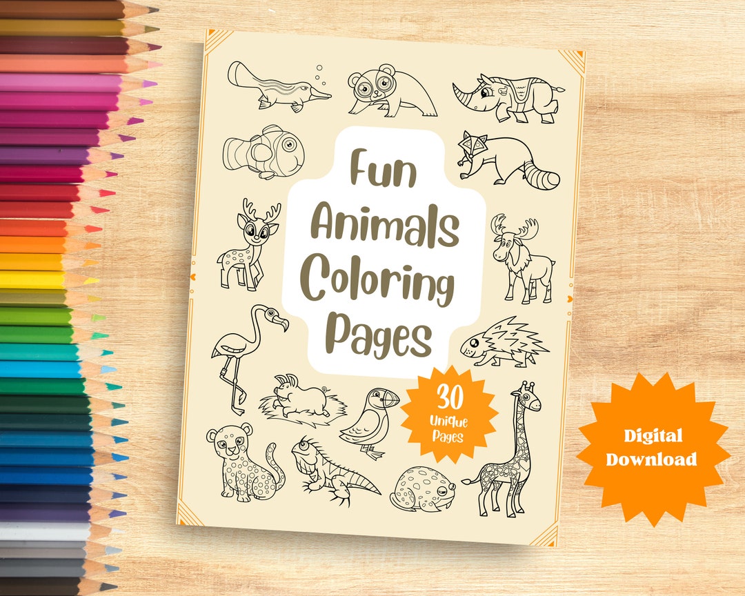 Fun Animals Coloring Pages 30 Coloring Pages Fun Coloring - Etsy