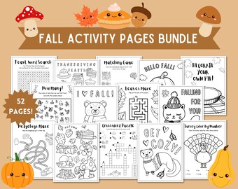 Printable Fall Activities for Kids Printable Activity Bundle Coloring ...