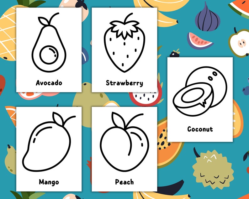 Fruit Coloring Pages, Cute and Simple, Kids Coloring Book, Toddlers ...