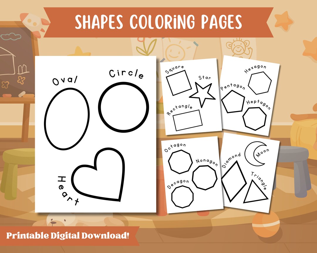 Shapes Coloring Pages, Toddlers Educational Printable, Sheets for ...