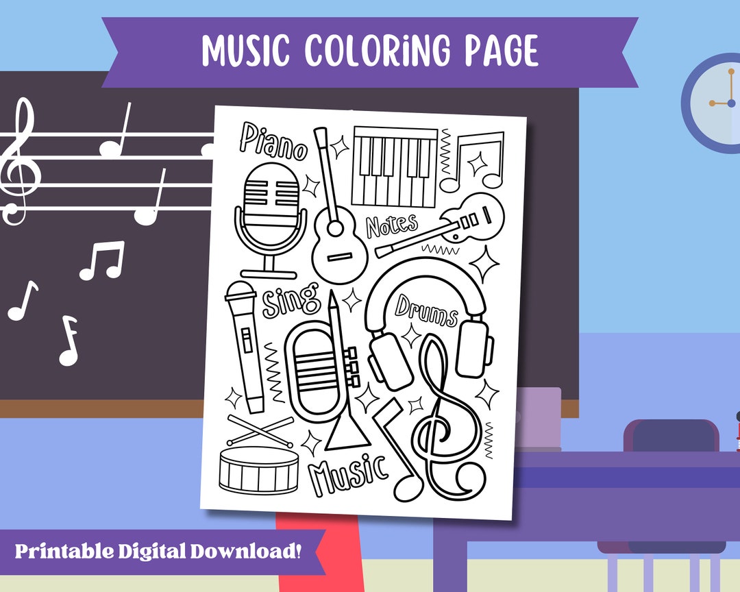 Music Coloring Page, Instrument Coloring, Musical Coloring, Music Class ...