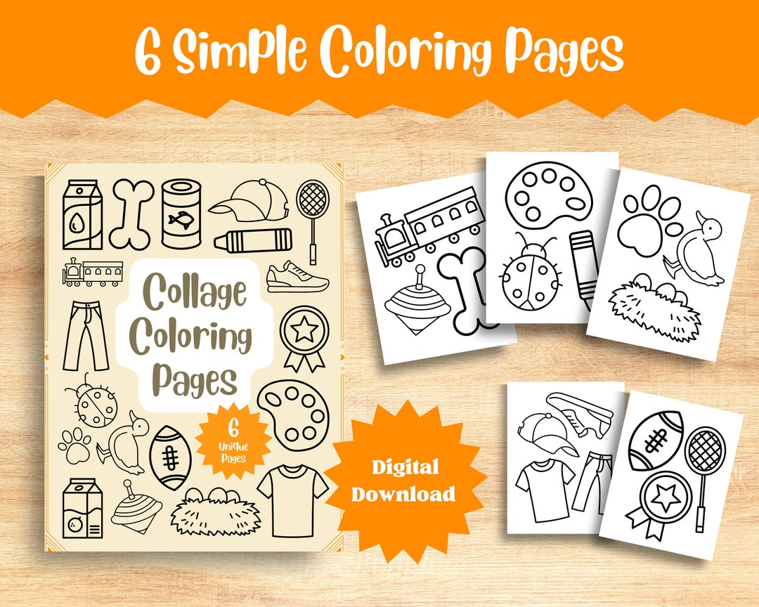 Collage Coloring Pages 6 Coloring Sheets Object Categories - Etsy