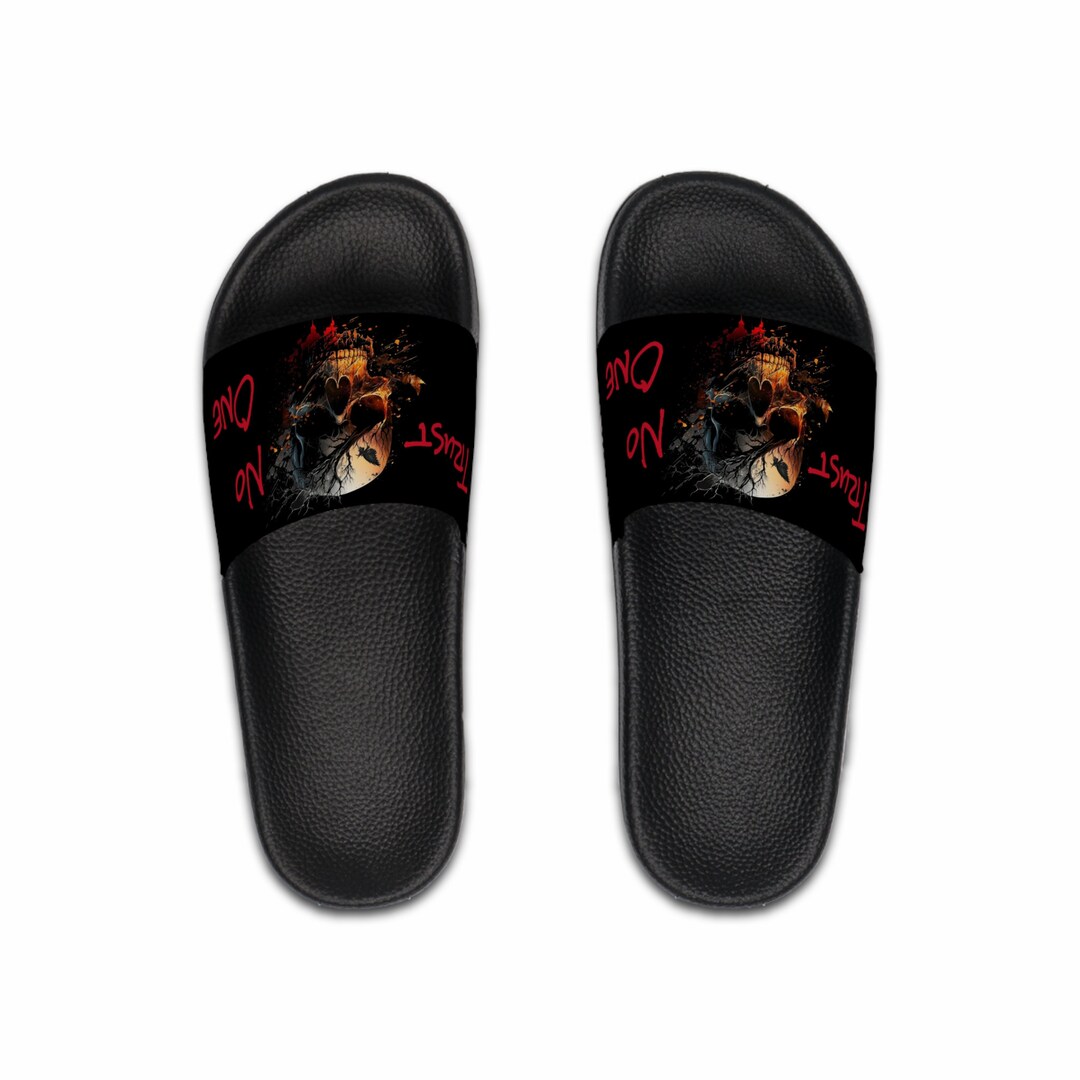 Men's Slide Sandals Skull Trust No One - Etsy