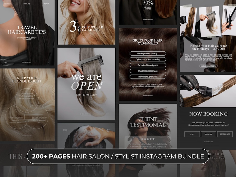 200+ Luxury Hair Stylist Instagram Bundle Canva Template, Hair Salon ...
