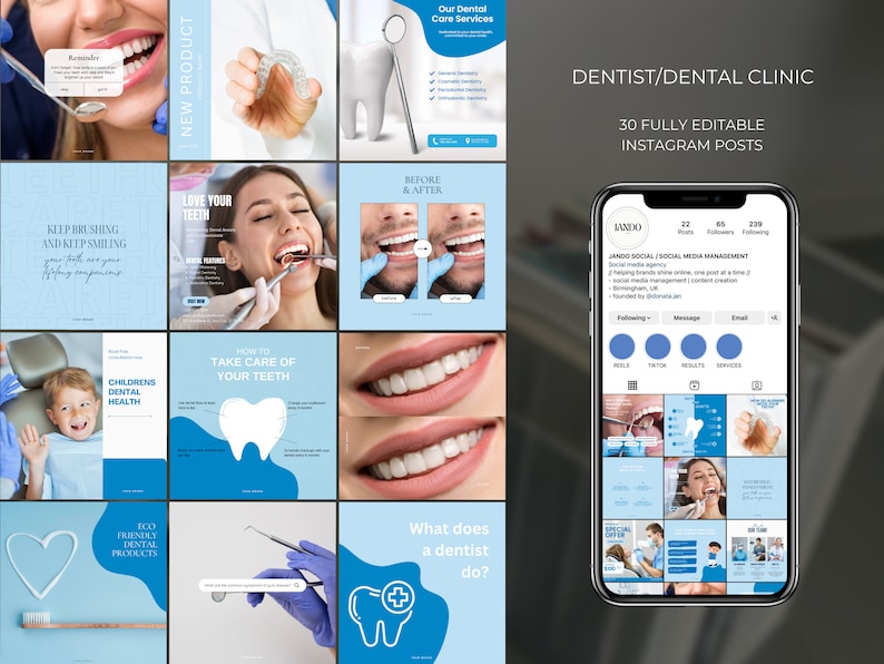 30 Dentist Instagram Post Template, Dental Clinic Canva Templates ...