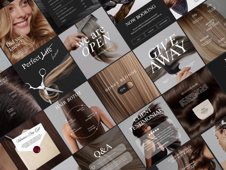 200+ Luxury Hair Stylist Instagram Bundle Canva Template, Hair Salon ...