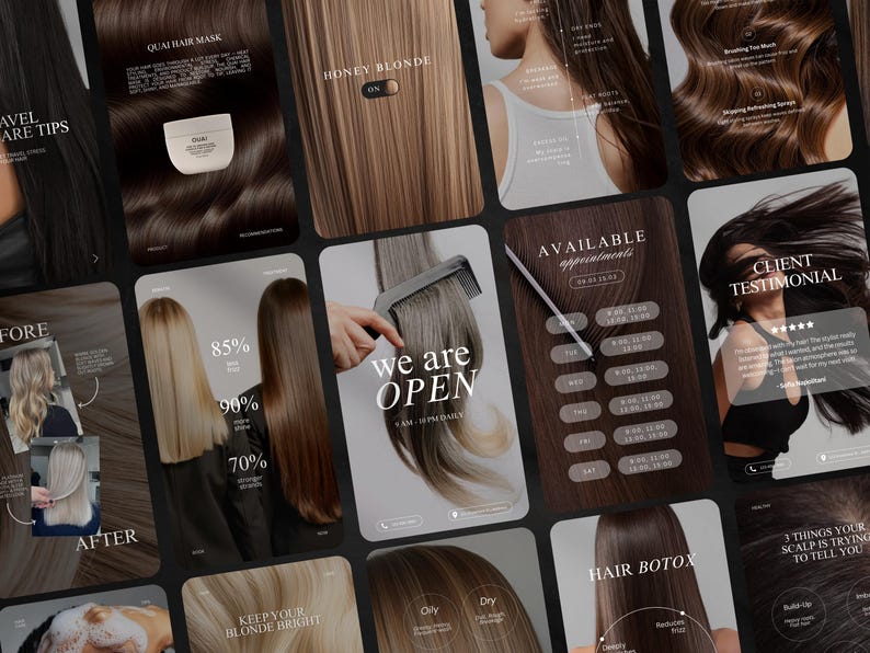 200+ Luxury Hair Stylist Instagram Bundle Canva Template, Hair Salon ...