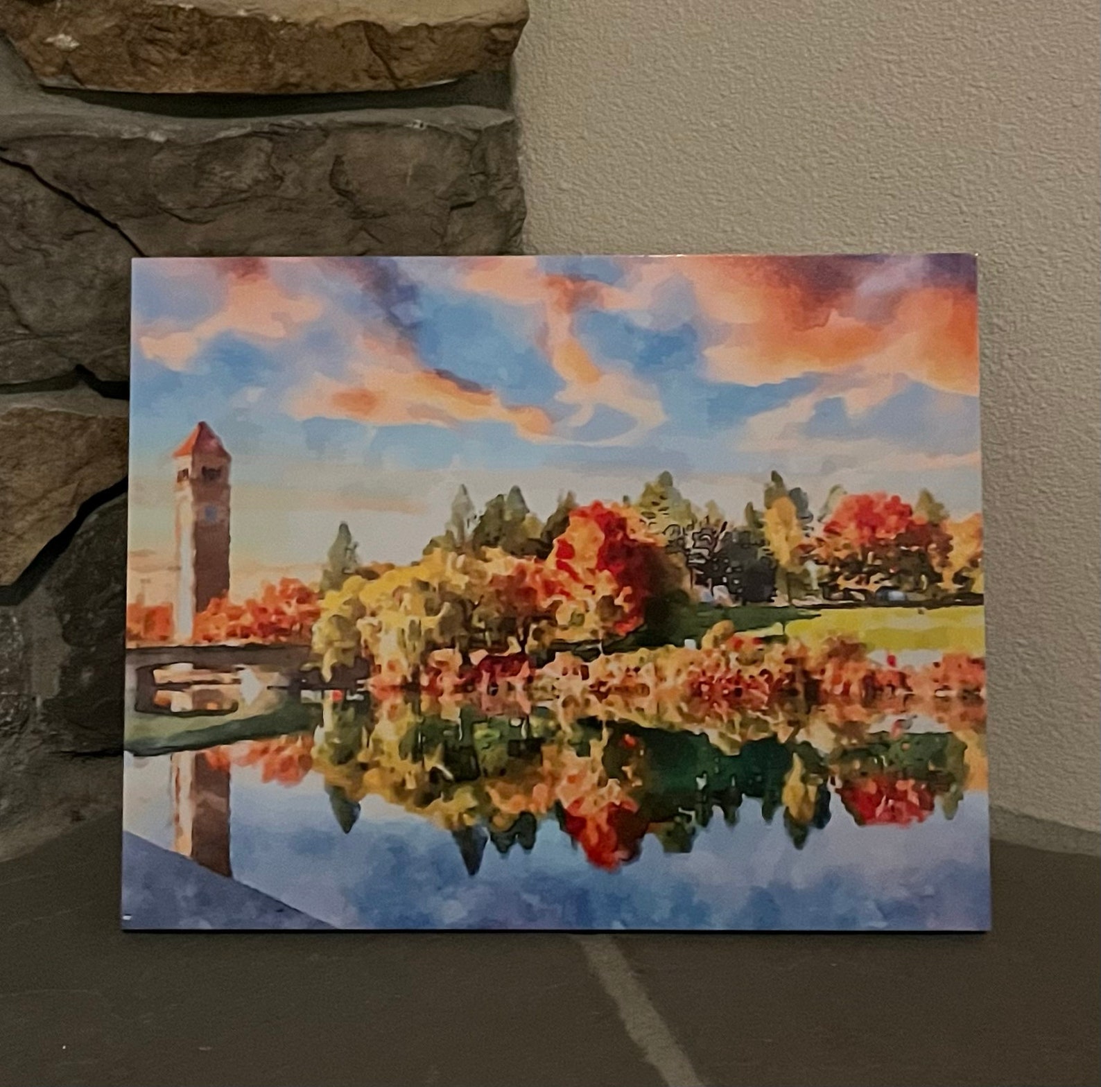 Downtown Spokane Washington Watercolor Art Riverfront Park River and ...