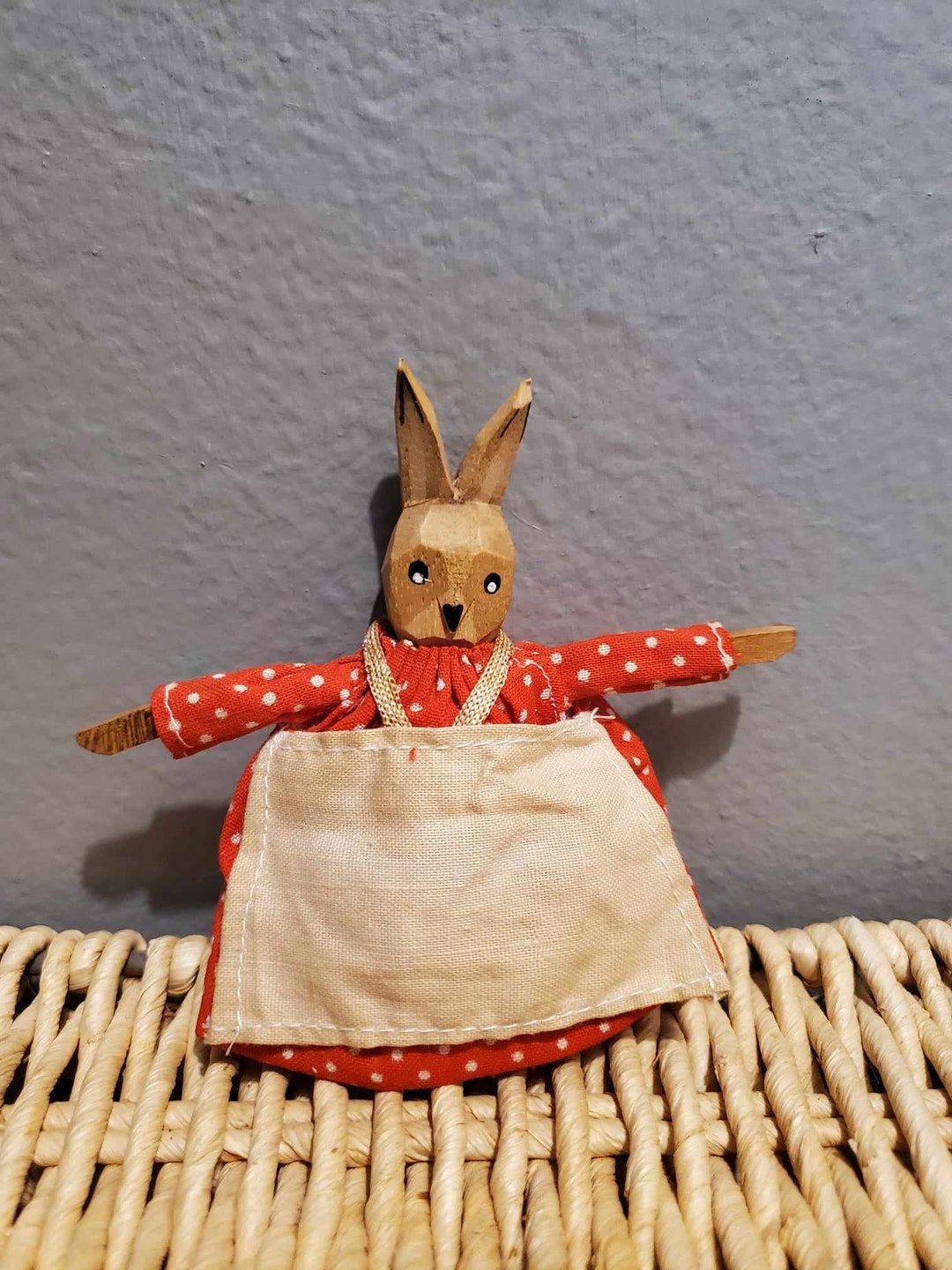 Primitive Hand-carved Rabbit in Original Dress With Tags. - Etsy