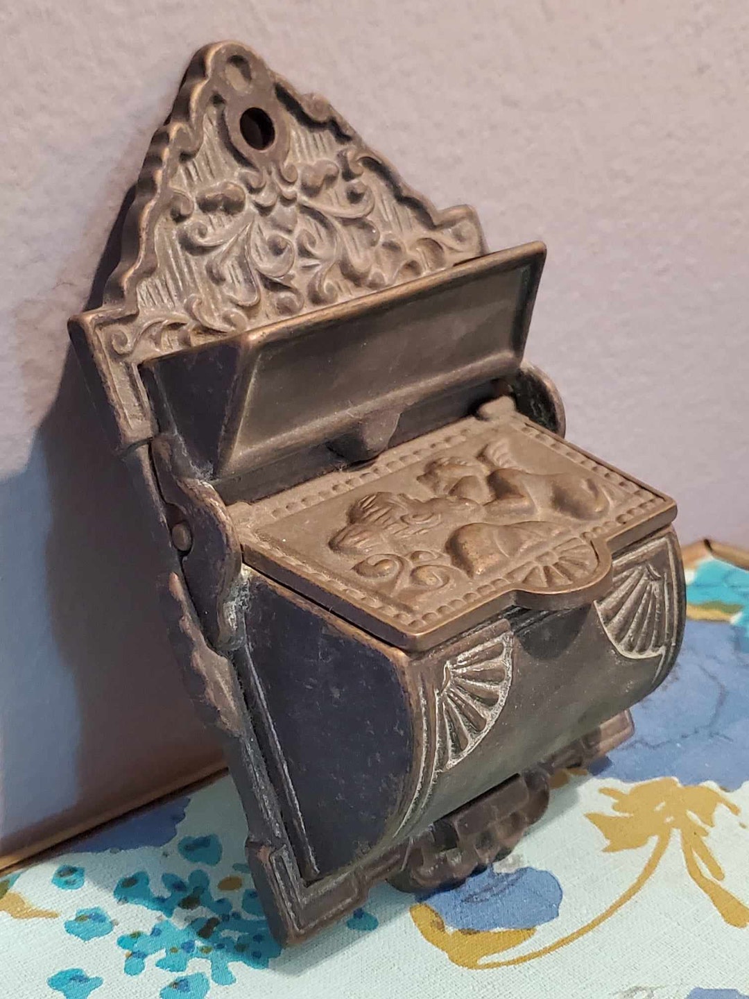 Antique Cast Iron Match Box Holder - Etsy