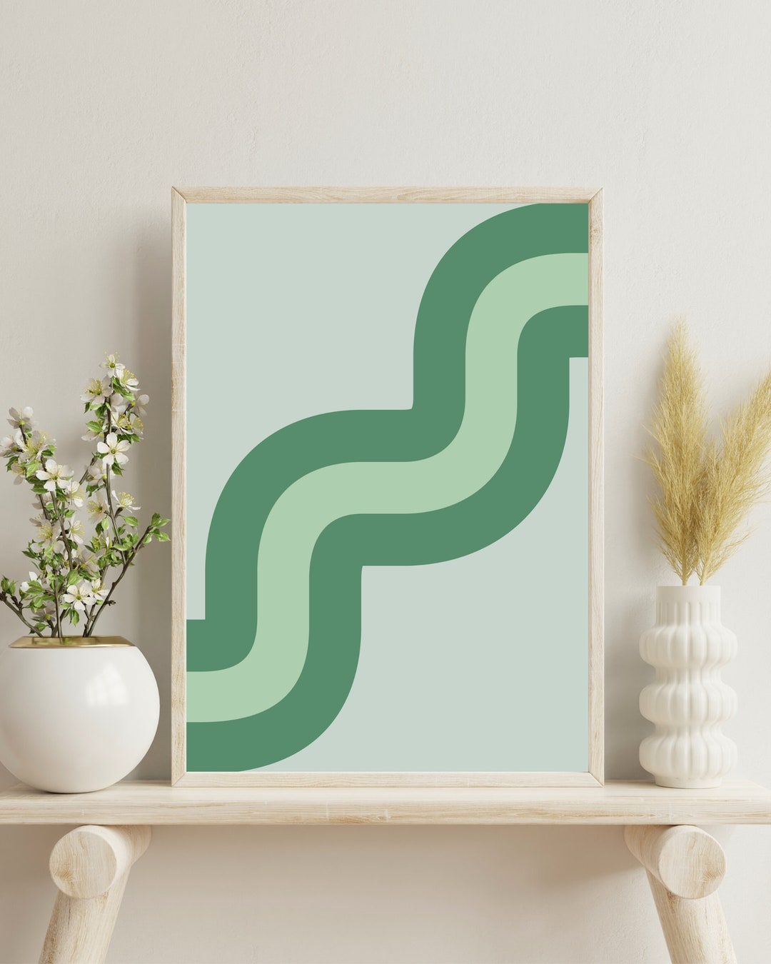 Green Minimalist Poster Printable Wall Art Geometric Print Digital ...