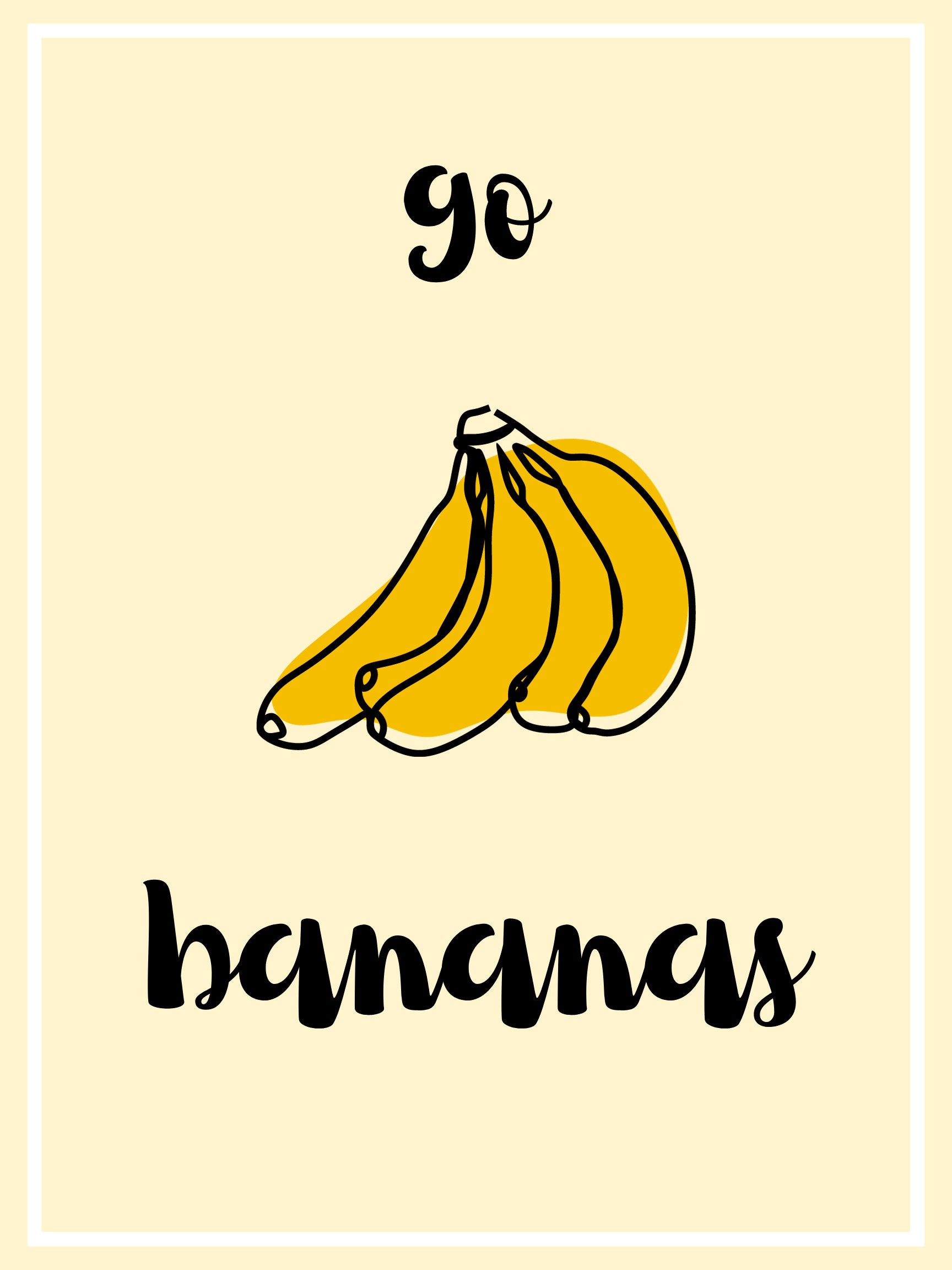 Go Bananas Minimalist Poster Printable Wall Art Digital - Etsy