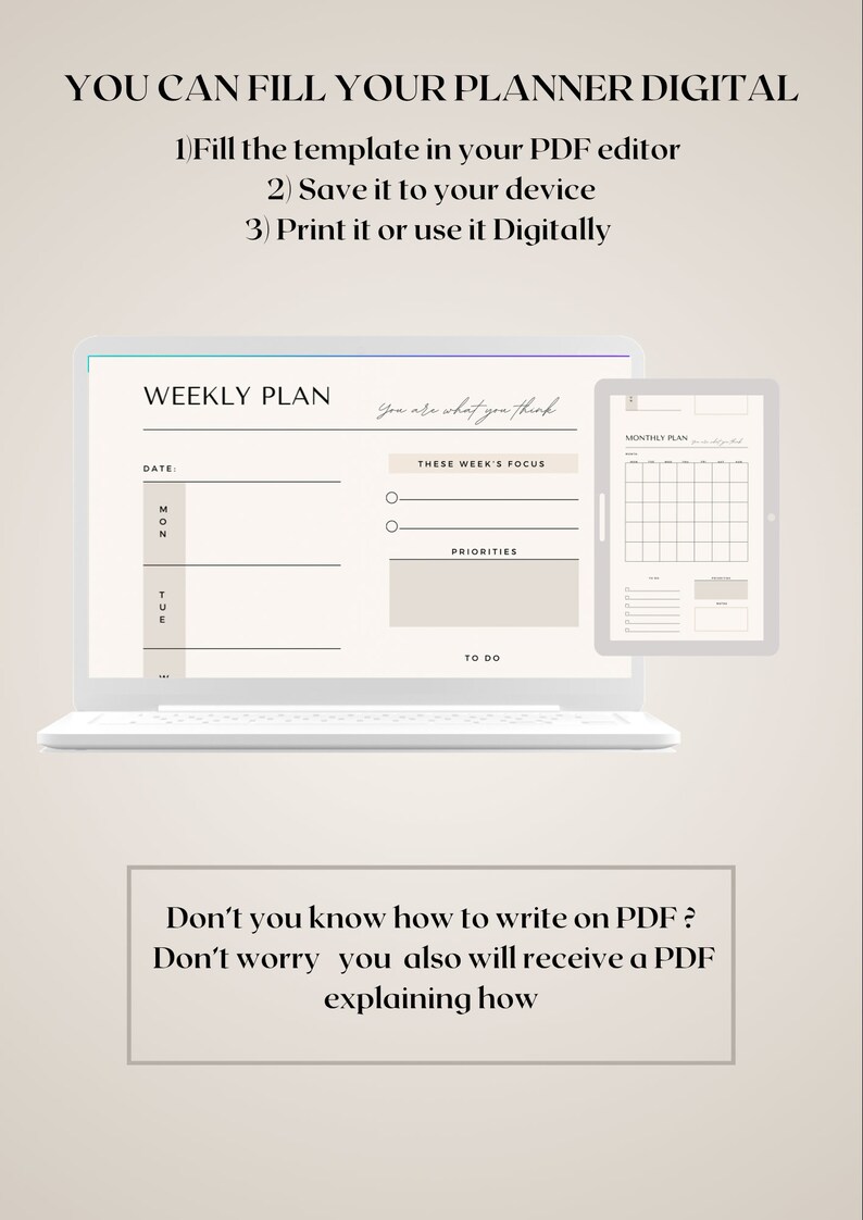 That Girl Planner, Digital Planner, Planner Printable, Minimalist ...