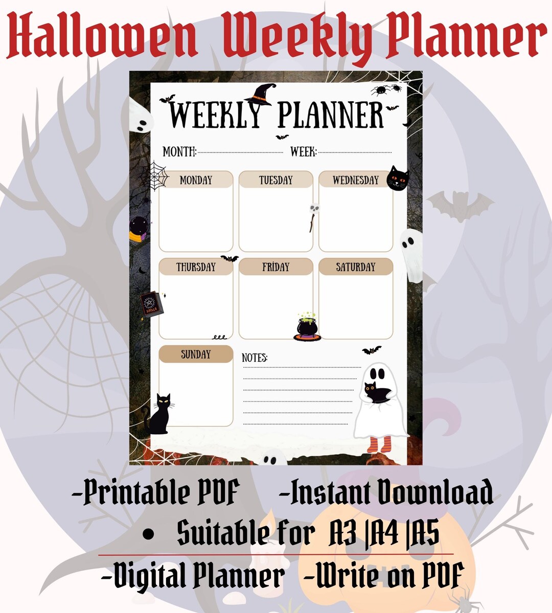 Printable Planner,instant Download,digital Planner,weekly Planner,pdf ...
