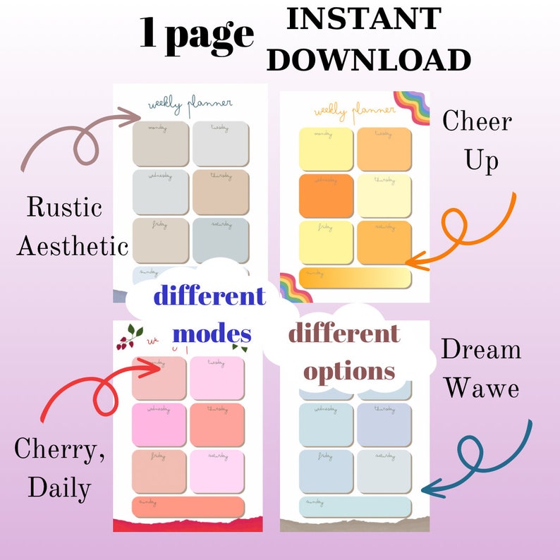 Weekly Planner Printable, Minimal Weekly Schedule, Weekly Organizer ...
