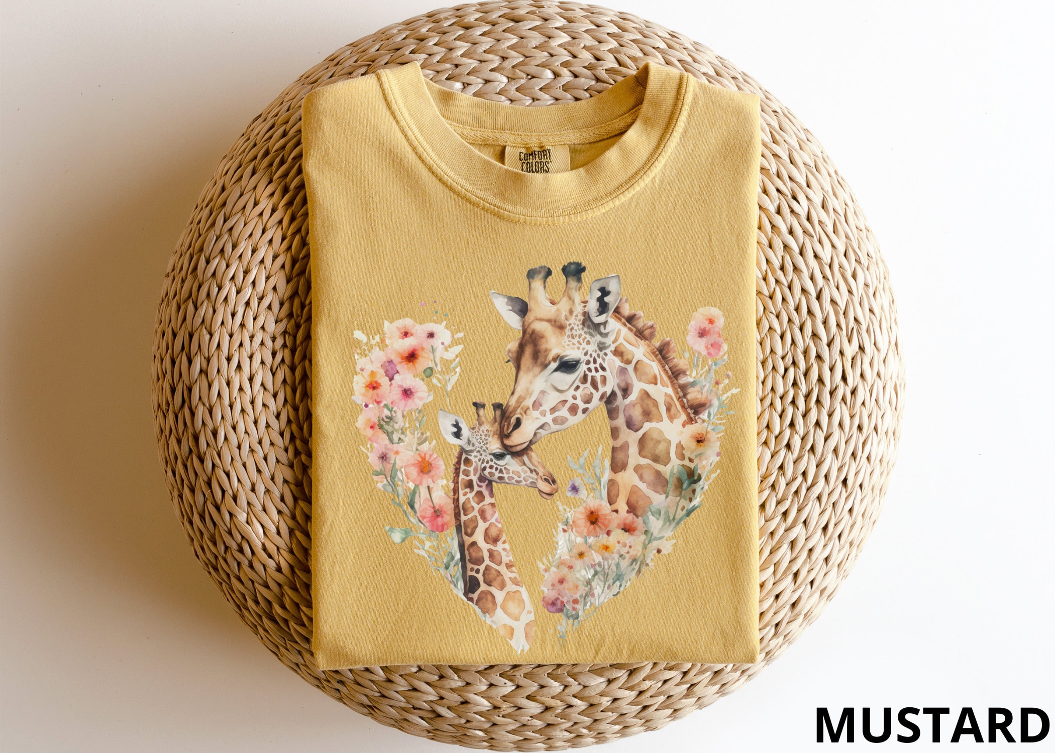 Giraffe Shirt Comfort Colors, Floral Giraffe Shirt, Long Sleeve Flower ...