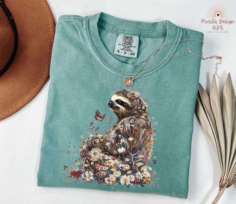 Sloth Shirt, Floral Sloth Sweatshirt, Floral Sloth Shirt, Sloth Lover ...