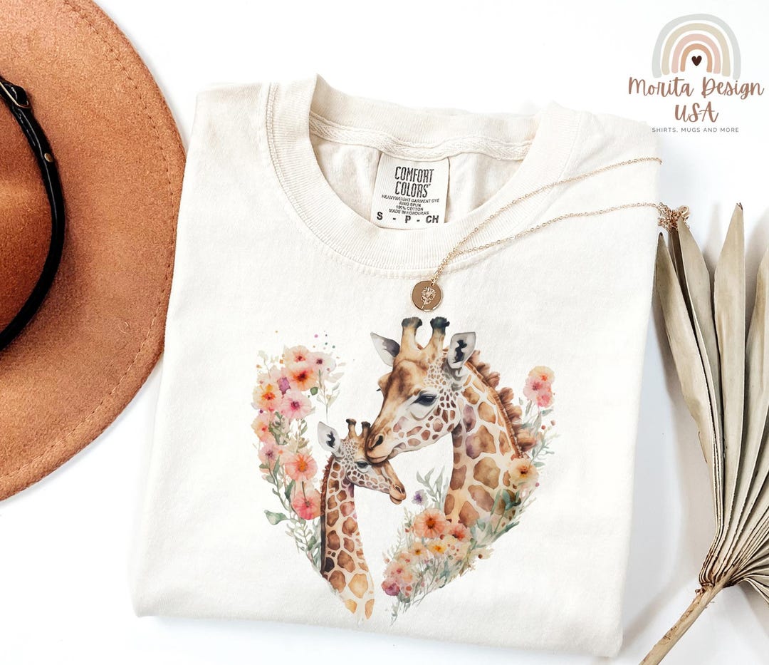 Giraffe Shirt Comfort Colors, Floral Giraffe Shirt, Long Sleeve Flower ...