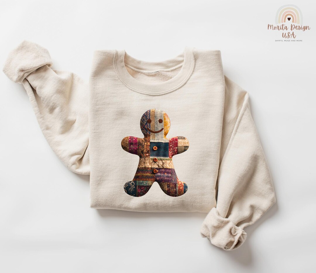Gingerbread Man Sweater, Gingerbread Man Sweater Fabric Patches, Winter ...