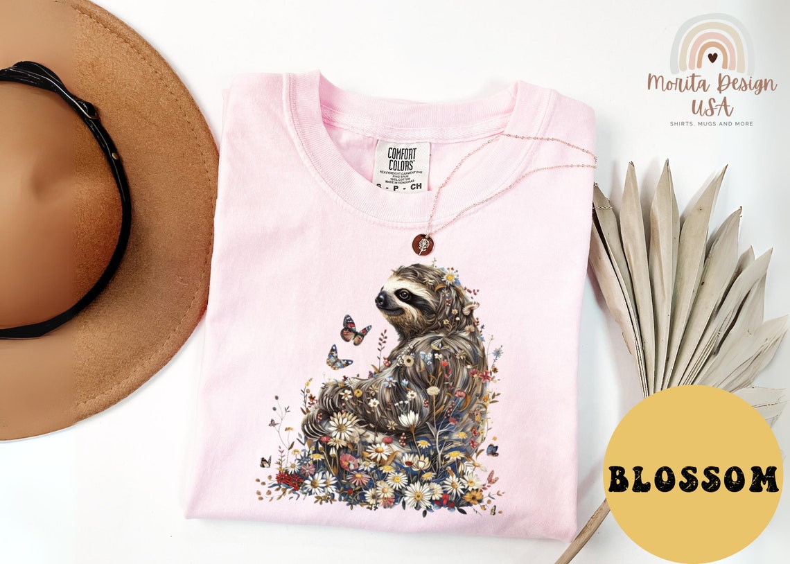 Sloth Shirt, Floral Sloth Sweatshirt, Floral Sloth Shirt, Sloth Lover ...
