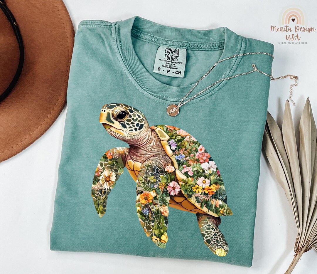 Floral Sea Turtle Shirt, Sea Turtle Protection Shirt, Floral Turtle ...