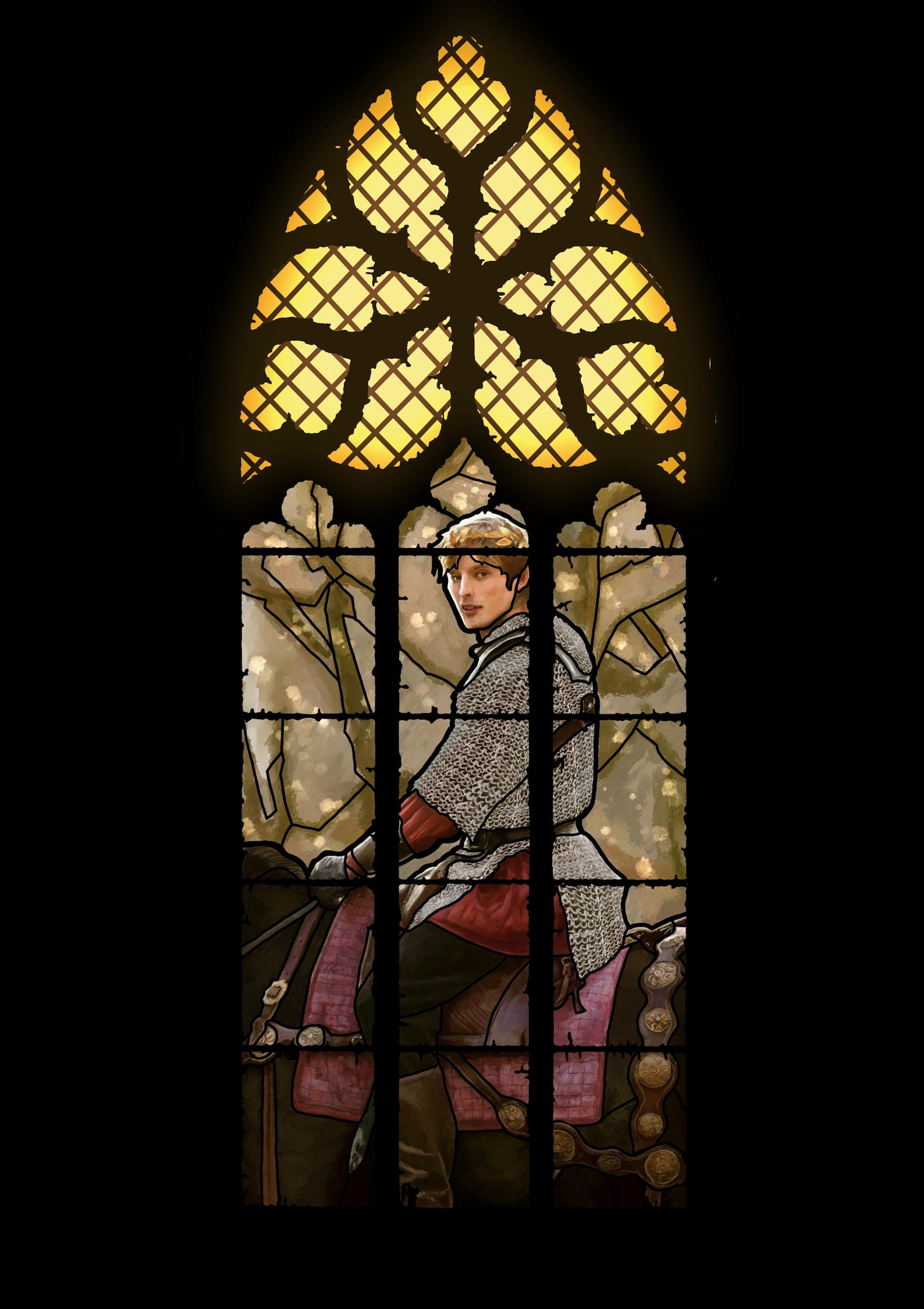 Stained Glass Arthur Pendragon Fanart Print - A4 - Etsy