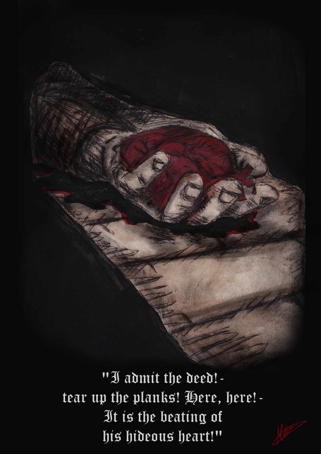 Edgar Allan Poe the Tell-tale Heart, Etching, Digital Print ...