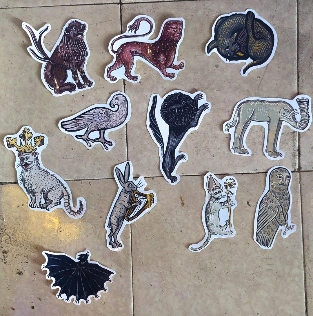 Medieval Animal Stickers - Etsy