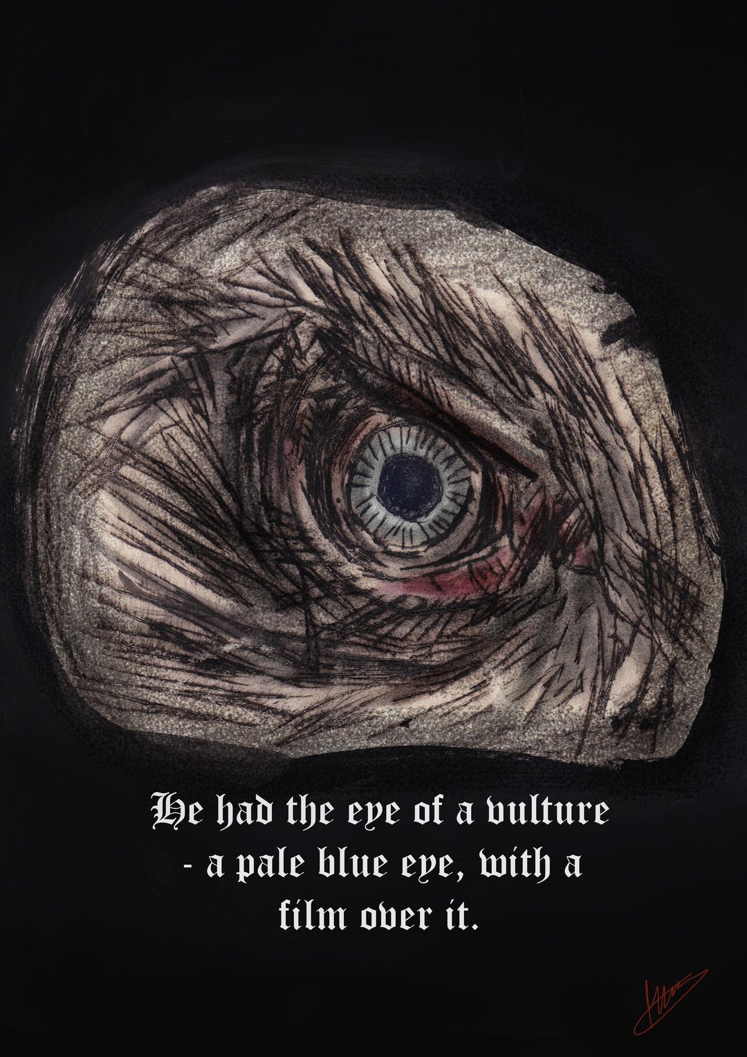 Edgar Allan Poe the Tell-tale Heart, Etching, Digital, Illustration 'he ...