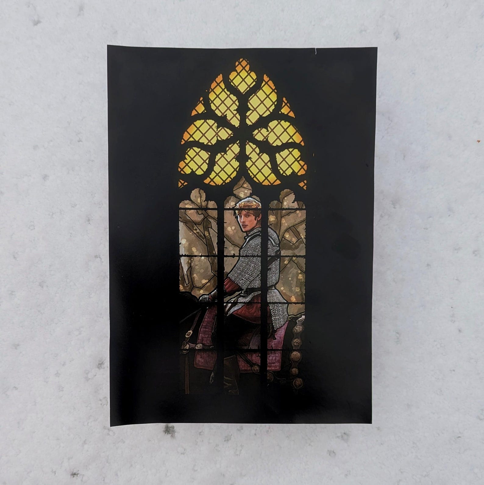 Stained Glass Arthur Pendragon Fanart Print - A4 - Etsy