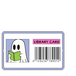 Ghost Reading Library Card PNG - Cute Book Lover Printable Digital File ...