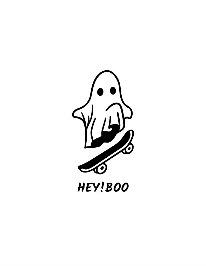 Hey Boo Skateboard Ghost PNG - Etsy