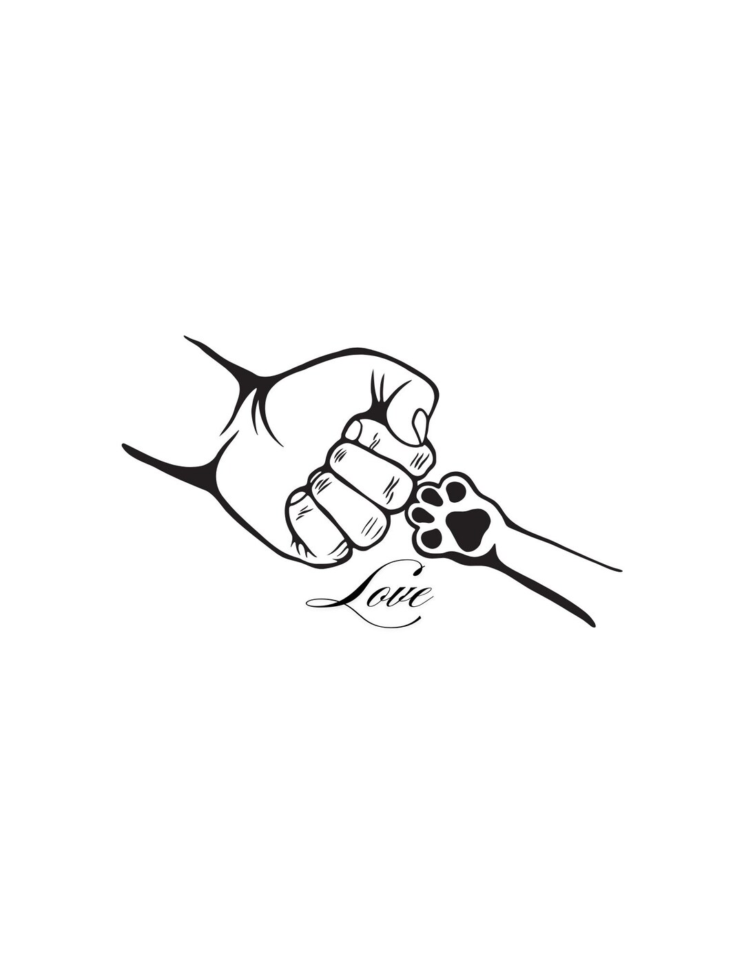 Fist Bump Dog PNG – Human and Paw Print Design Dog Lover Printable ...