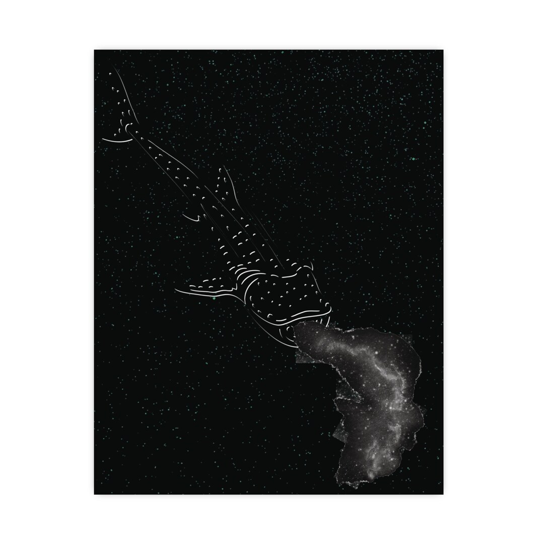 Whale Shark in the Stars Black Matte Wall Art Poster Celestial/starry ...