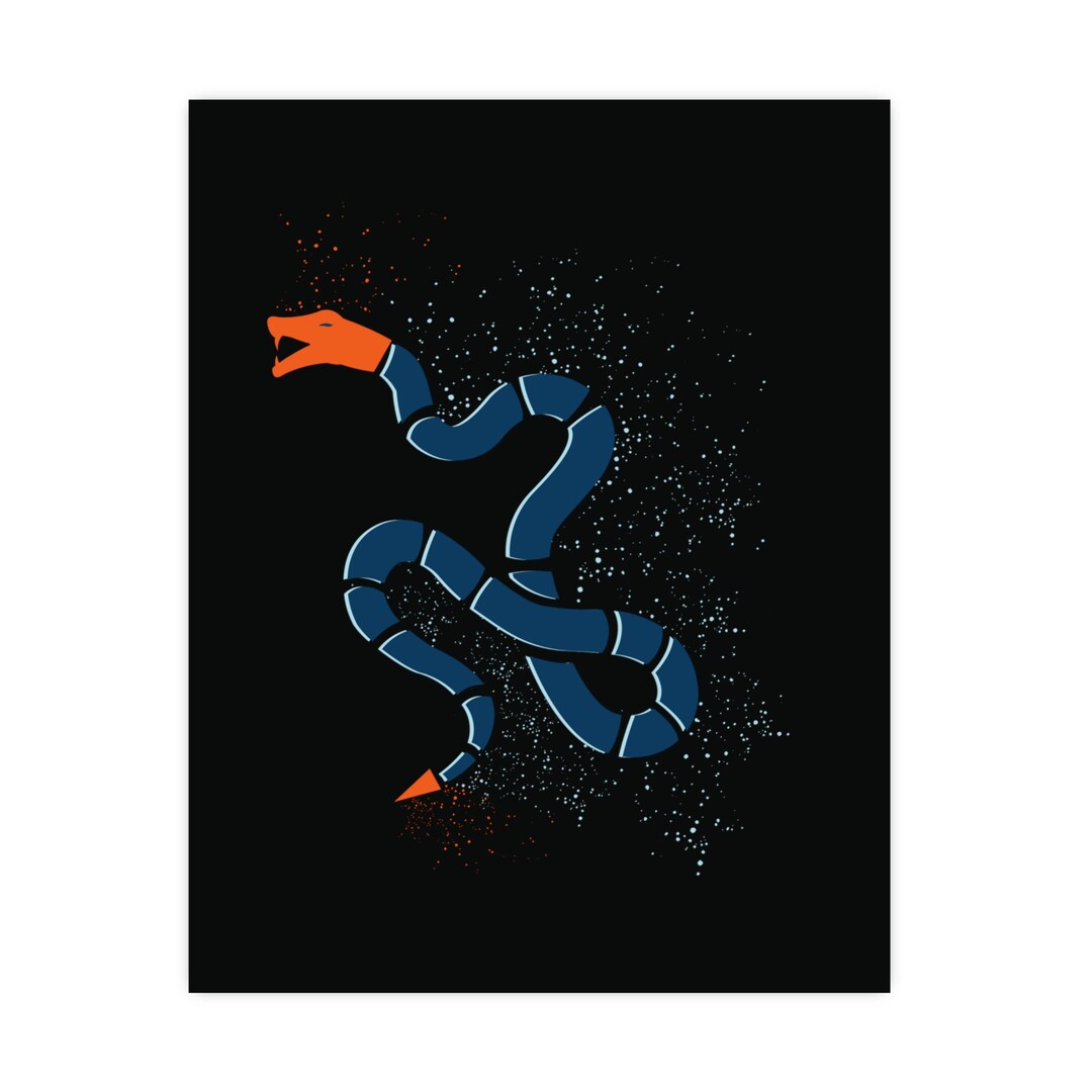 Malaysian Blue Coral Snake Splatter Geometric Matte Wall Art Poster ...