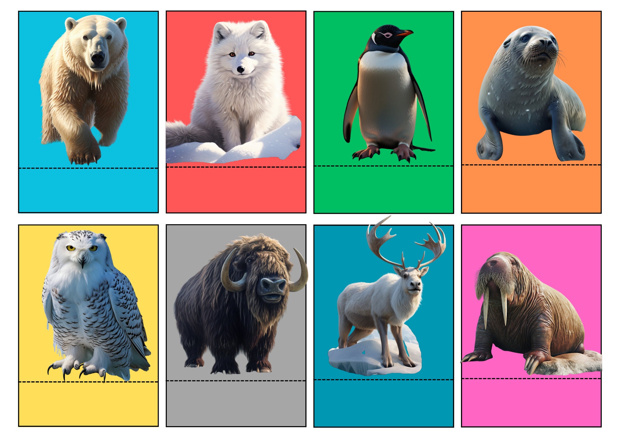 8 Arctic Animal Flashcards Included With 2 Free Animal Coloring Pages ...