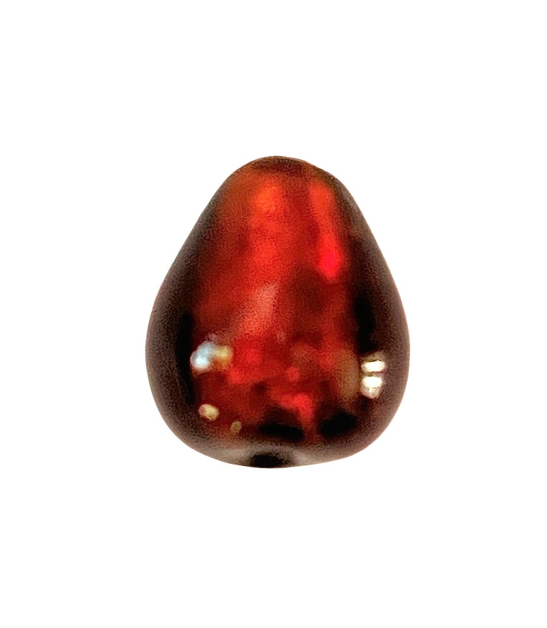 Dark Red Maroon Brown Teardrop 11mm Silver Foiled Dark Topaz Murano ...